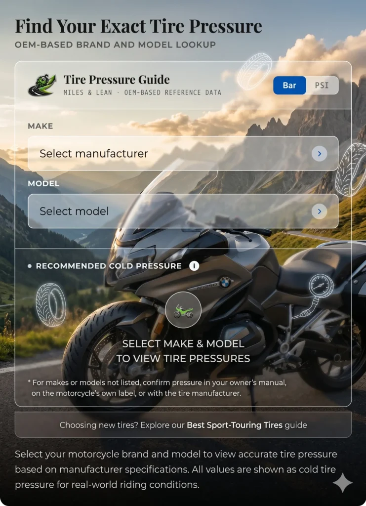 Motorcycle Tire Pressure (OEM Data) – Find by Model
